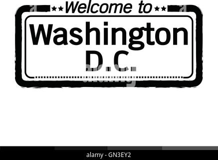 Vector illustration of the Welcome to Washington DC blue road sign ...