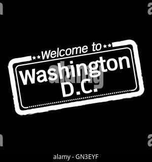 Vector illustration of the Welcome to Washington DC blue road sign ...