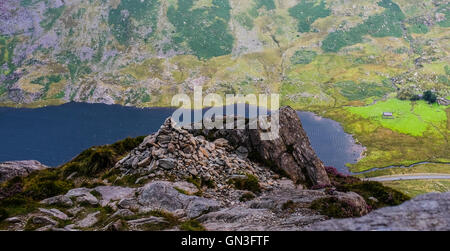 Wild camp with a view of Tryfan mountain in Snowdonia, North Wales,UK ...