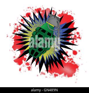 A comic cartoon style bomb exclamation explosion over a white ...