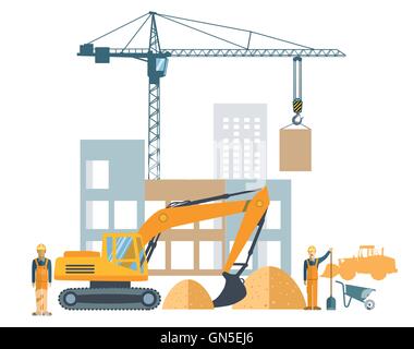 Architect engineer. Construction worker with builders and contractors work on building plan ...