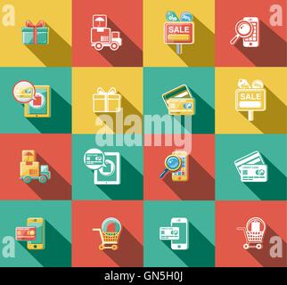 set of icons electronic commerce on white background vector ...