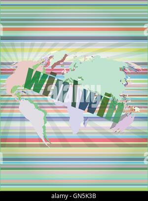 win word on digital touch screen interface vector quotation marks with ...