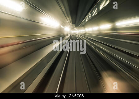 Fast underground train riding in a tunnel of the modern city Stock ...
