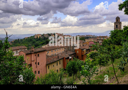 Perugia (Umbria) panorama from Porta Sole at sunset Stock Photo - Alamy