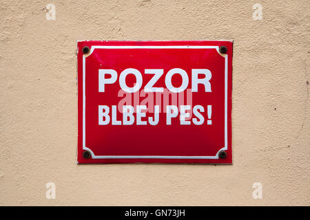 Red sign of danger. Warning sign booby traps Stock Photo - Alamy