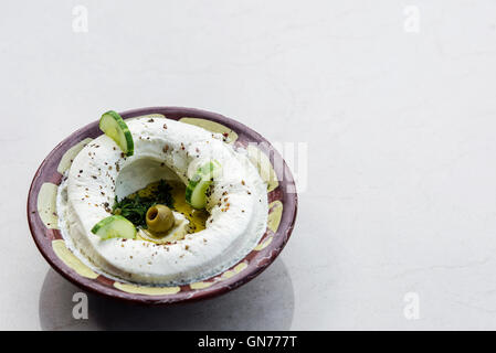 labneh fresh lebanese cream cheese dip Stock Photo - Alamy