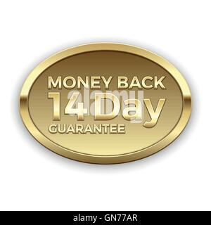 14 day money back guarantee badge in golden frame Stock Vector Image ...