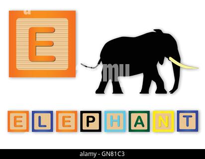 Illustration of an alphabet E is for elephant Stock Vector Art ...