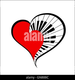 piano music with love or heart modern logo vector illustration design ...