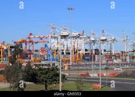 Cargo ships load and unload containers for foreign trade at Qingdao ...