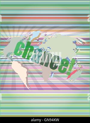 chance text on digital touch screen interface vector quotation marks ...