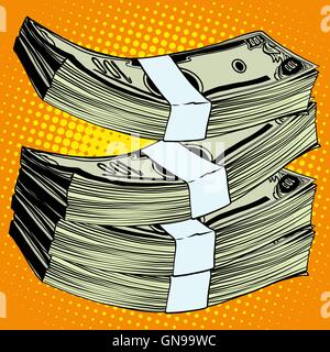 Bundle of dollar banknotes. Money stack in realistic cartoon style ...