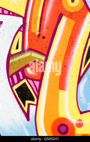 Colorful segment of a graffiti, spanish urban art Stock Photo - Alamy