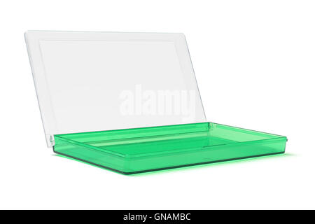 Green Plastic Stationery Box on White Background Stock Photo - Alamy