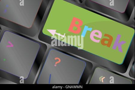 Keyboard with break button, business concept vector illustration Stock ...