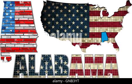 Alabama Map on American Flag. AL, USA State Map on US Flag. EPS Vector ...