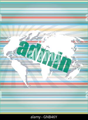 admin words on digital touch screen interface vector quotation marks ...