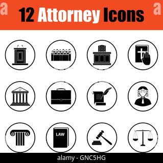 Set of attorney icons. Thin circle design. Vector illustration Stock ...
