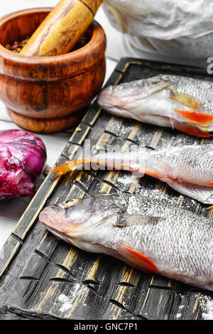 Process of cooking fish perch and frying in flour Stock Photo - Alamy