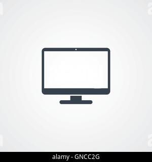 Computer monitor icon in monochrome design isolated on white background ...