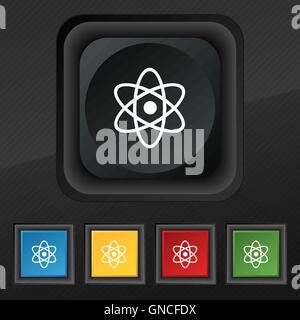 Atomic energy symbol black vector icon. Chemical reaction sign ...