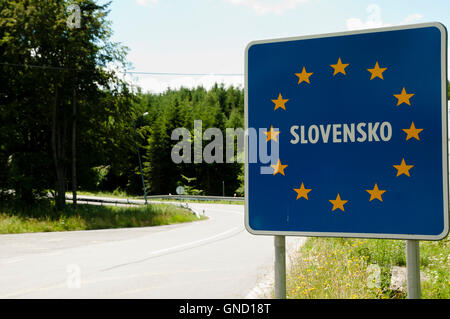 Slovak border sign Slovakia European Union border sign Slovensko Stock ...