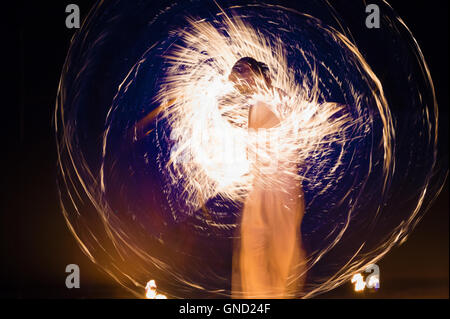 Fire Show Flaming Trails Stock Photo - Alamy