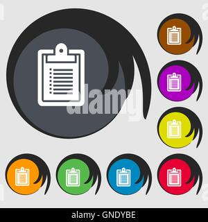notebook sign icon. Symbols on eight colored buttons. Vector Stock ...