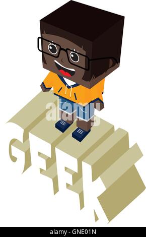 isometric female geek cartoon character Stock Vector Image & Art - Alamy