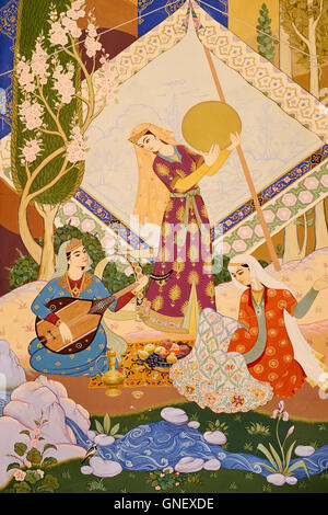 Uzbekistan, Tashkent, Tamerlan square, Tamerlan museum, fresco ...
