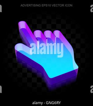 3d neon glowing Mouse Cursor icon made of glass, vector illustration ...