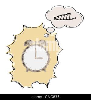 comic pop art alarm clock digital yellow sunburst background vector ...