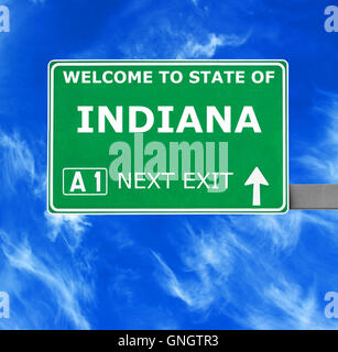 The state of Indiana with road sign Stock Photo - Alamy