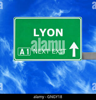 Lyon direction and road sign Stock Photo - Alamy