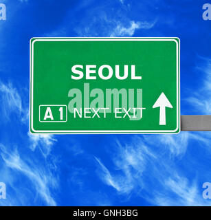Seoul South Korea Highway Road Sign at Night 3D artwork Stock Photo - Alamy