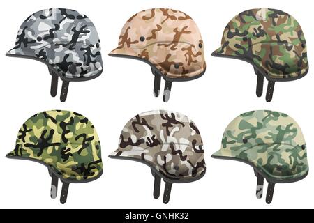 Set of Military US green helmets infantry of WWII. Insignia of medic ...