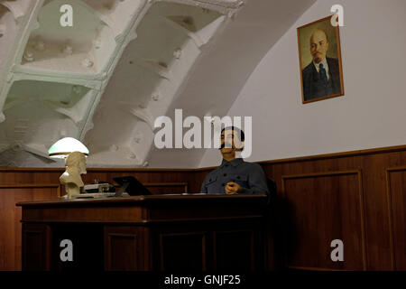 A sculpted figure depicting Stalin at a chamber inside the underground ...