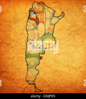 catamarca region with flag on map of administrative divisions of ...