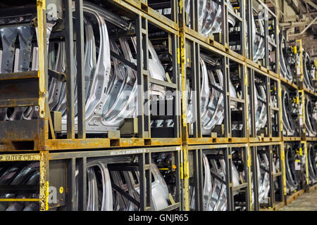 Sterling Heights Michigan Racks of auto body panels at DaimlerChrysler ...