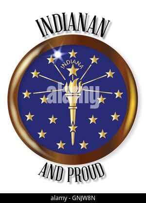 Round Indiana state flag vector icon isolated on white background. USA ...