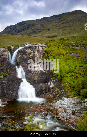 Waterfall near the meeting of the three waters in the Pass of Glencoe ...