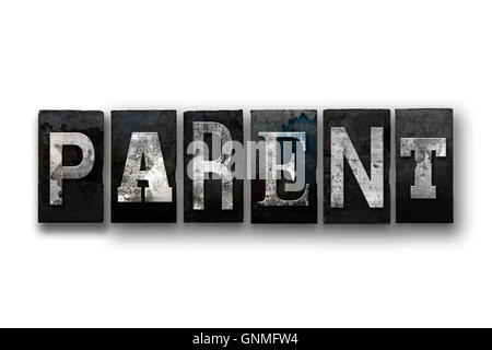 The word "Parent" written in isolated vintage wooden letterpress type ...