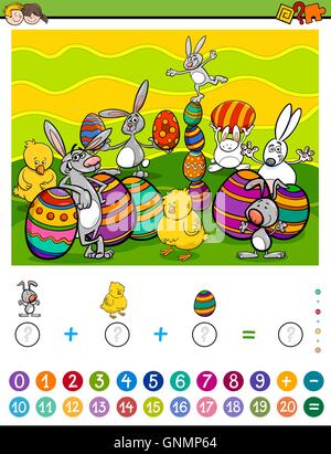 Addition game with cartoon Easter egg. Math game for kids Stock Vector ...