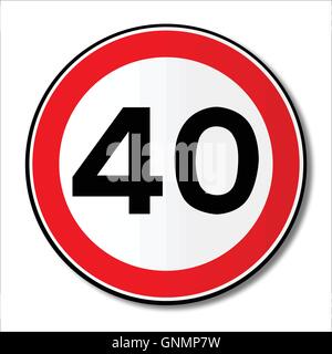 Speed limit 40 traffic signs vector. Red circle background. Road traffic symbols Stock Vector ...