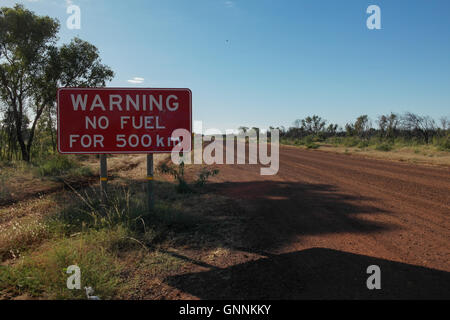 No fuel warning sign in the outback of Australia Stock Photo: 96474112 ...