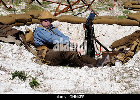 Shell hole used for gun position, Western Front, WW1 Stock Photo - Alamy