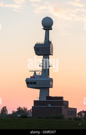 Knock Lighthouse with the radar and radio tower of the Ems traffic ...
