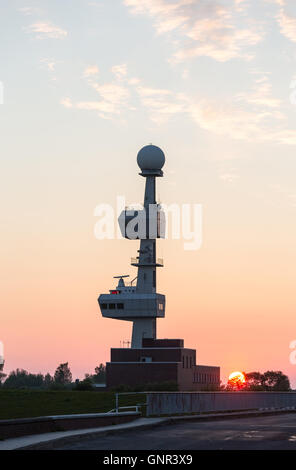 Knock Lighthouse with the radar and radio tower of the Ems traffic ...