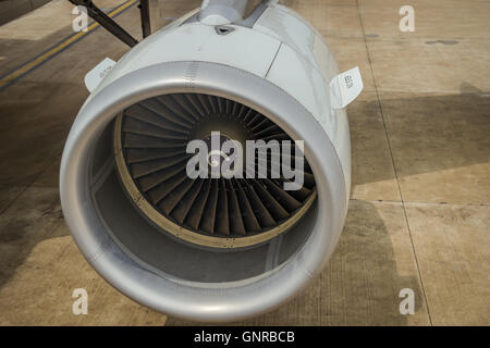 Close up of jet engine turbine air intakes on USAF B52 B-52 bomber ...